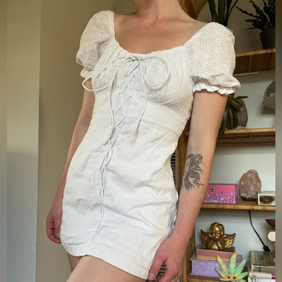 For Love And Lemons | Dresses | Pointelle And White Denim Cottage Core ...